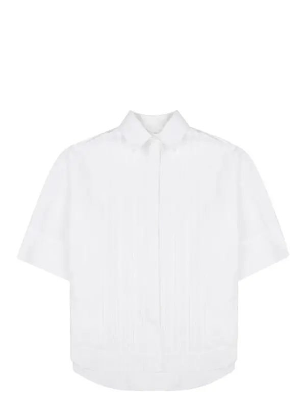 P.a.r.o.s.h Pleated Cotton Short-sleeve Shirt - White