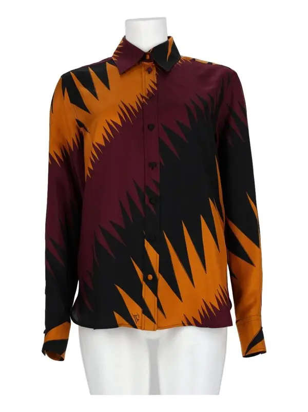Emilio Pucci 100% Silk Printed Shirt - Bordeaux