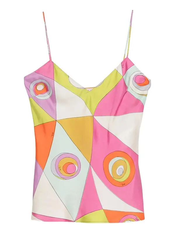 Emilio Pucci Printed Silk V-neck Mini Top - Multicolor