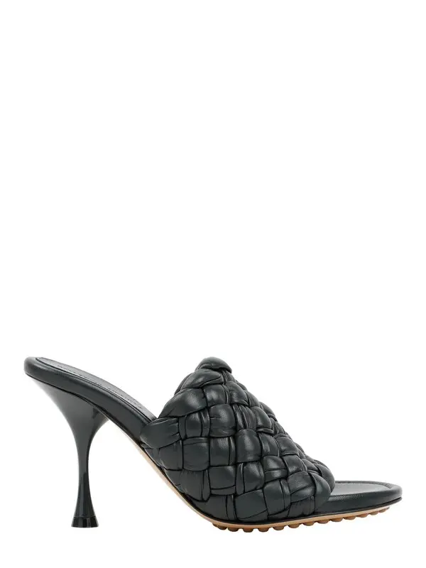 Bottega Veneta Woven Leather Heeled Sandals - Green