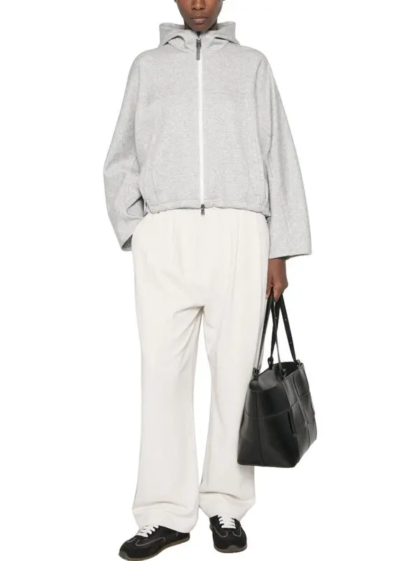Brunello Cucinelli Cotton Blend Full Zip Hoodie - Grey