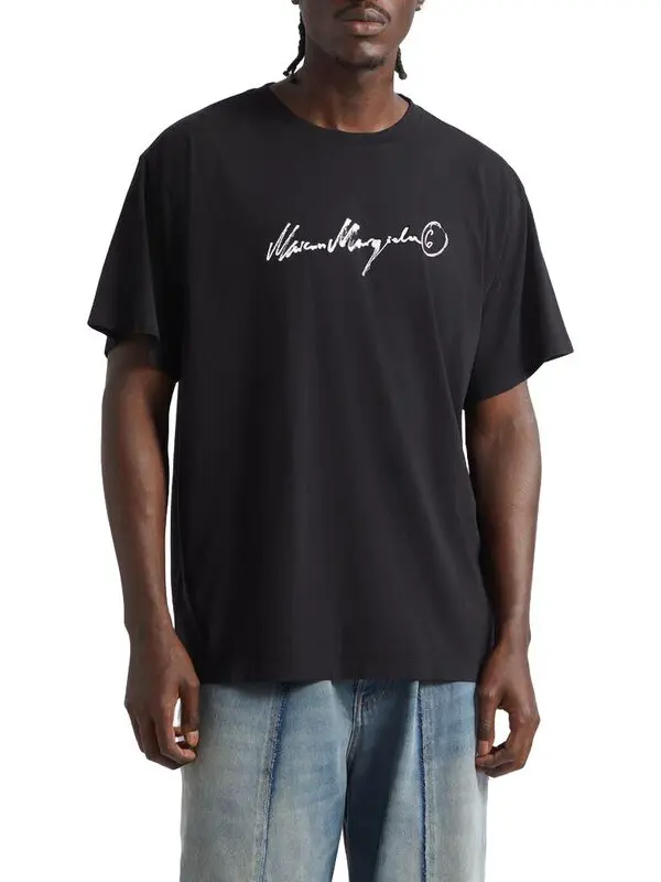 MAISON MARGIELA Overdyed Logo Graphic T-shirt - Black