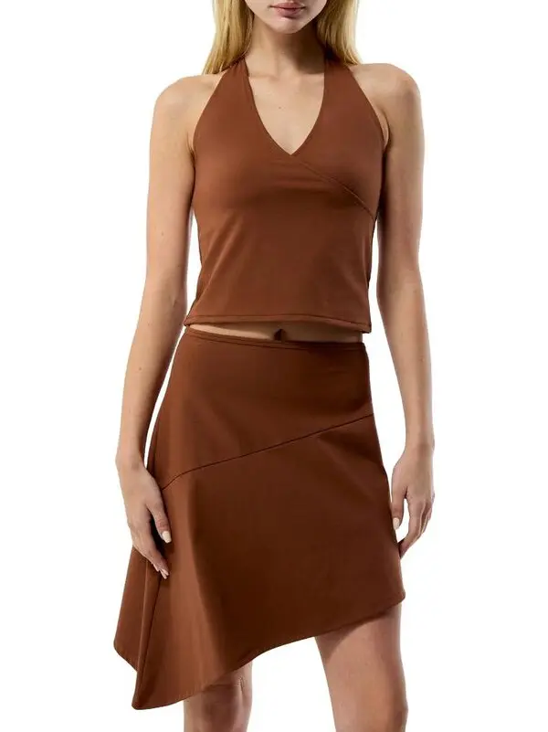 PACSUN Camilla Knit Halter Neck Top - Brown