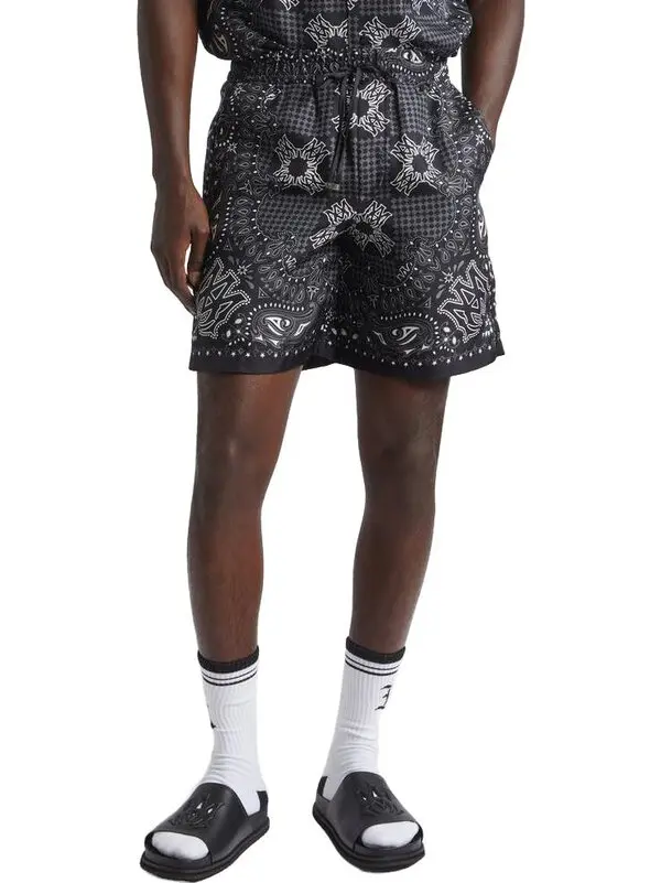 Amiri Ma Check Silk Shorts - Black