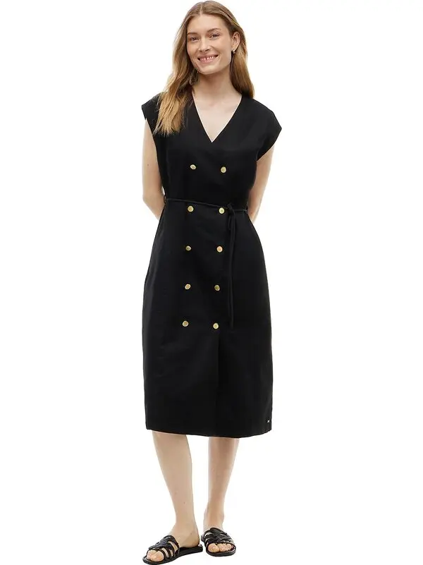 Tommy Hilfiger Nautical Cotton-linen Blend Midi Dress - Black