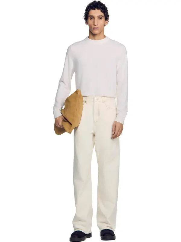 Sandro Baggy Contrast Jeans - Ecru