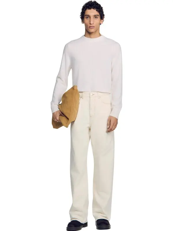 Sandro Baggy Contrast Jeans - Ecru