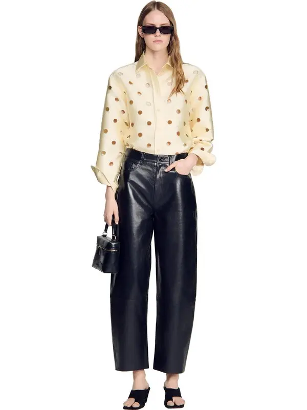 Sandro Embellished Openwork Shirt - Vanilla