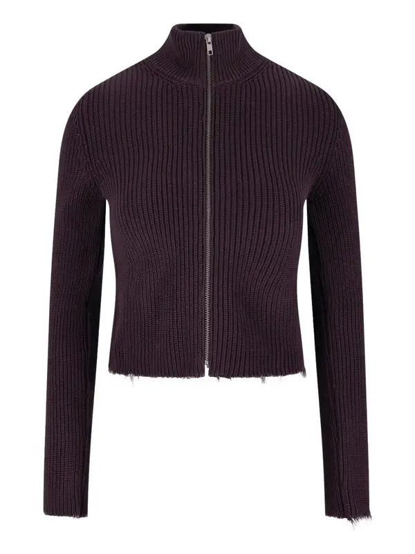 MAISON MARGIELA Ribbed Zip Cardigan - Brown