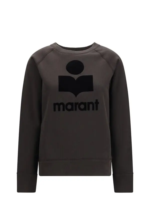 MARANT ETOILE Cotton Crewneck Sweatshirt With Monogram - Black