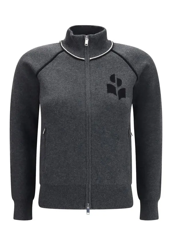 MARANT ETOILE Marant Étoile Lanya Logo Zip Cardigan - Grey