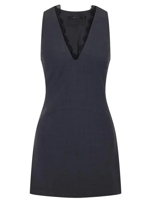 SIR. Mathias Tailored Wool-blend Mini Dress With Lace Trim - Gray