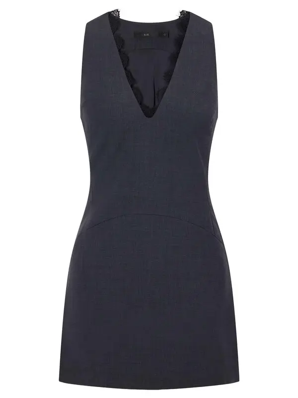 SIR. Mathias Tailored Wool-blend Mini Dress With Lace Trim - Stone