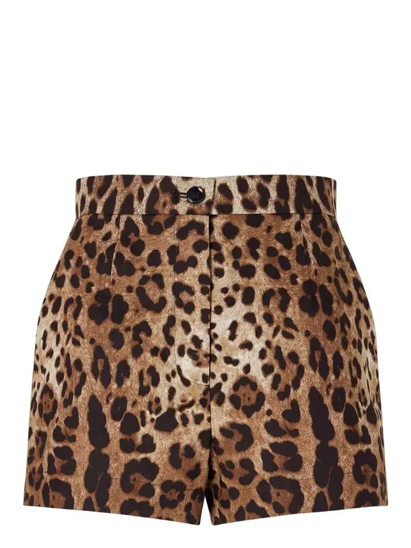 Dolce & Gabbana High-rise Cotton Shorts With - Leopard Print