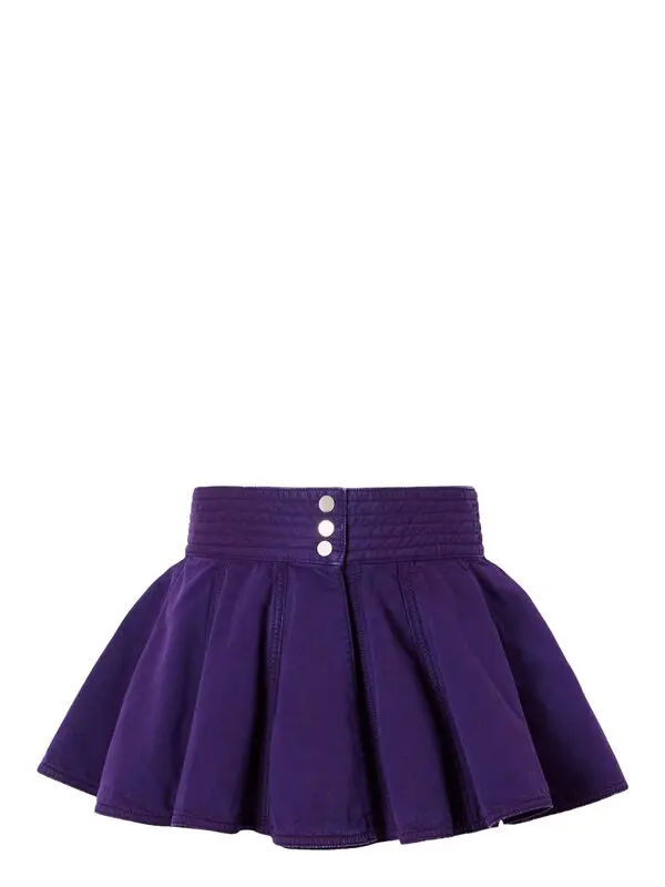 Alaïa Peplum Belted Denim Skirt - Violet