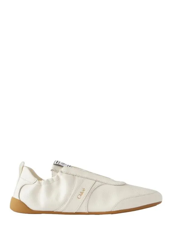 Chloé Kick Textured-leather Low-top Sneakers - Neutrals