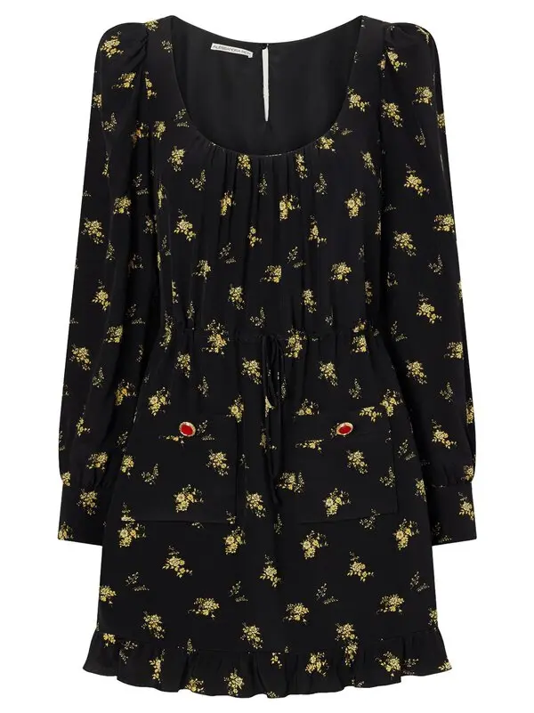 Alessandra Rich Floral-print Crepe Mini Dress - Black