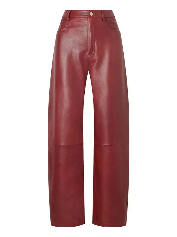 ARMA Leather Wide-leg Pants - Red