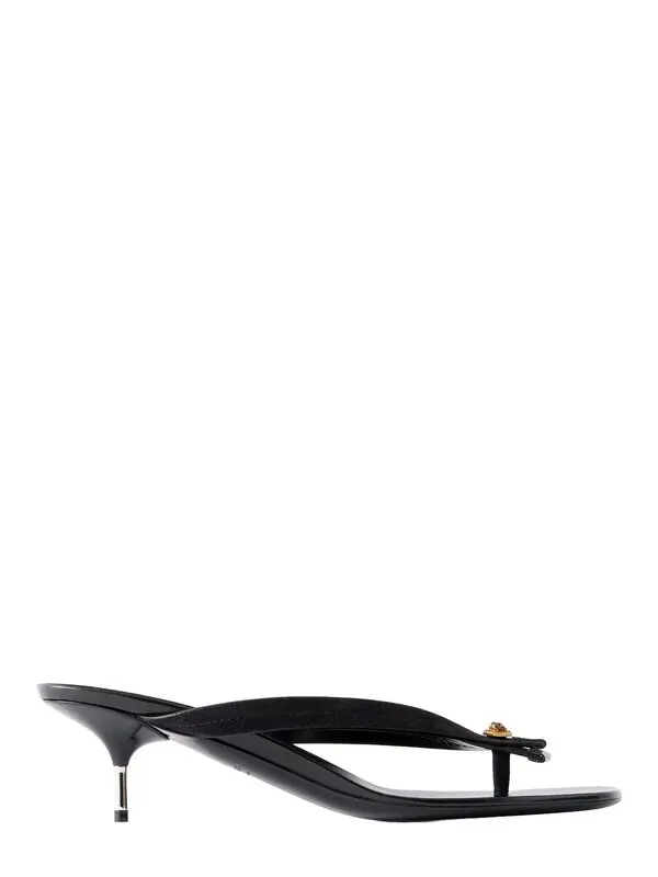 Versace Medusa-embellished Leather Thong Sandals - Black