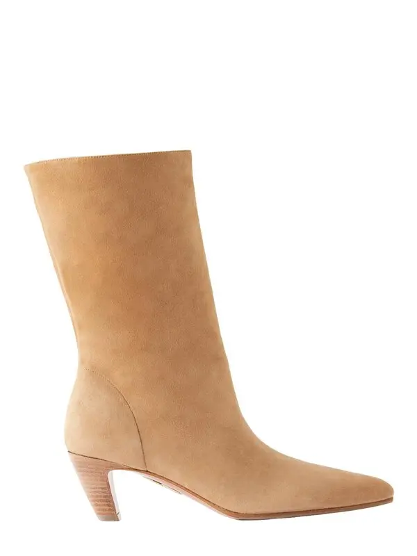 AQUAZZURA Slouchy Suede Ankle Boots - Brown