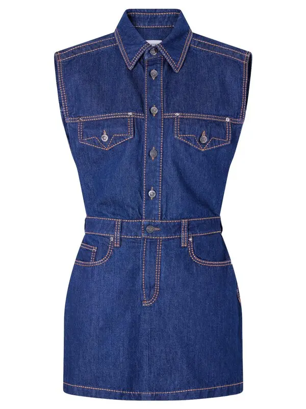 Versace Paneled Denim Mini Dress - Blue