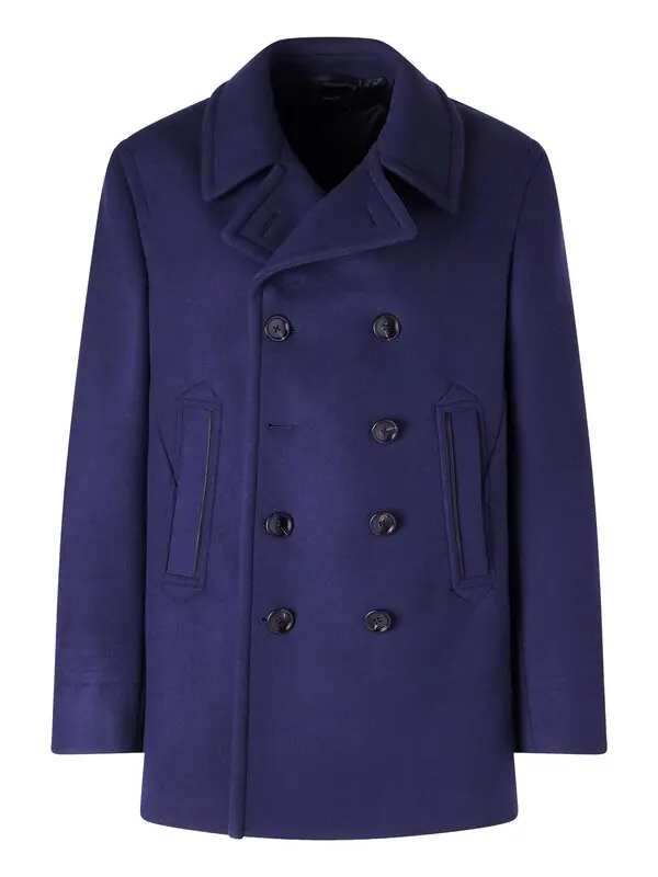 TOM FORD Double-breasted Wool Coat - Navy