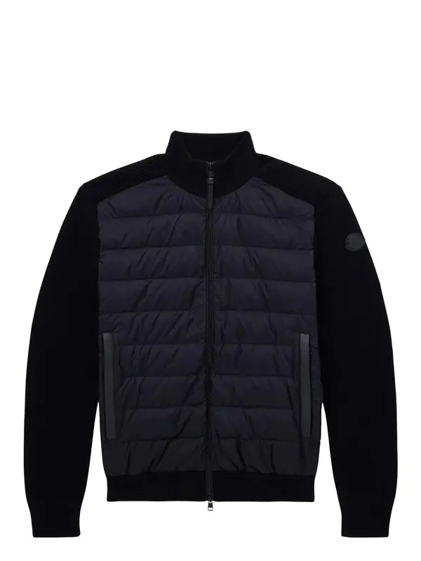 Moncler Quilted Down Jacket With Wool And Cashmere Blend - Black