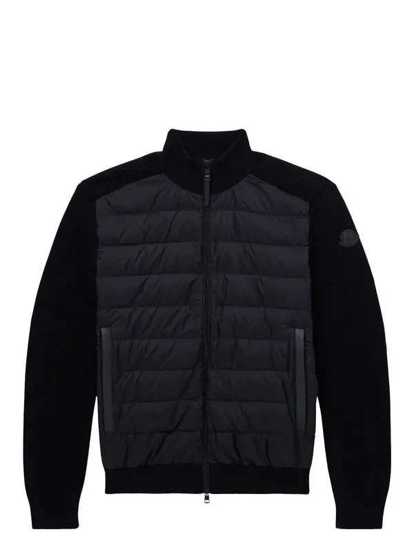 Moncler Quilted Down Jacket With Wool And Cashmere Blend - Black