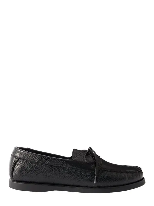 SAMAN AMEL City Moc Full-grain Leather Boat Shoes - Black