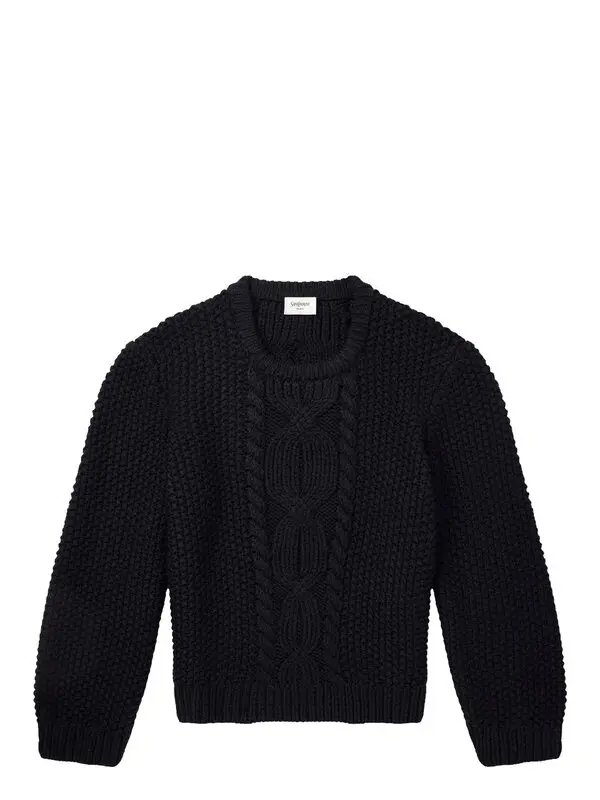 Saint Laurent Knitted Wool Sweater - Black
