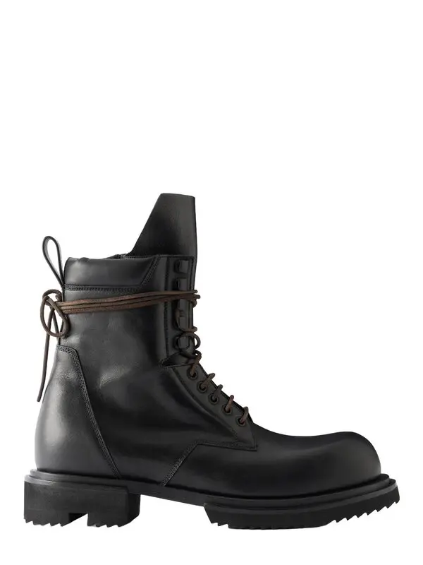 Rick Owens Army Gabe Leather Lace-up Boots - Black