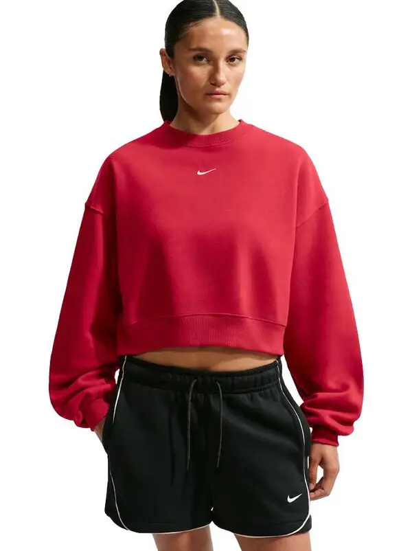 Nike Studio Fleece Oversized Cropped Crew - Red