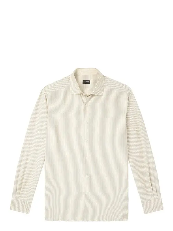 Zegna Striped Silk Shirt - Neutrals