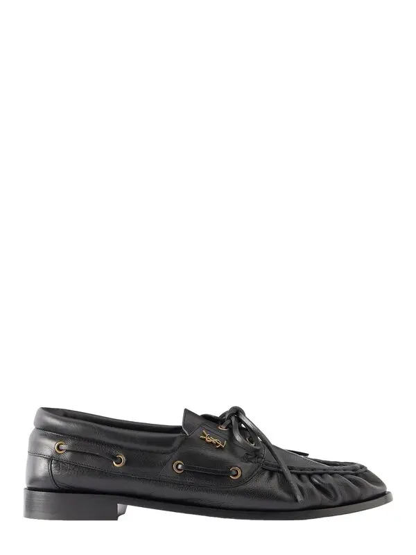 Saint Laurent Le Loafer Monogram Appliquéd Leather Loafers - Black