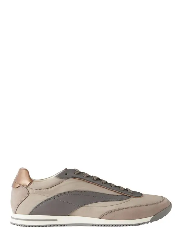Brunello Cucinelli Suede And Leather-trimmed Shell Sneakers - Gray