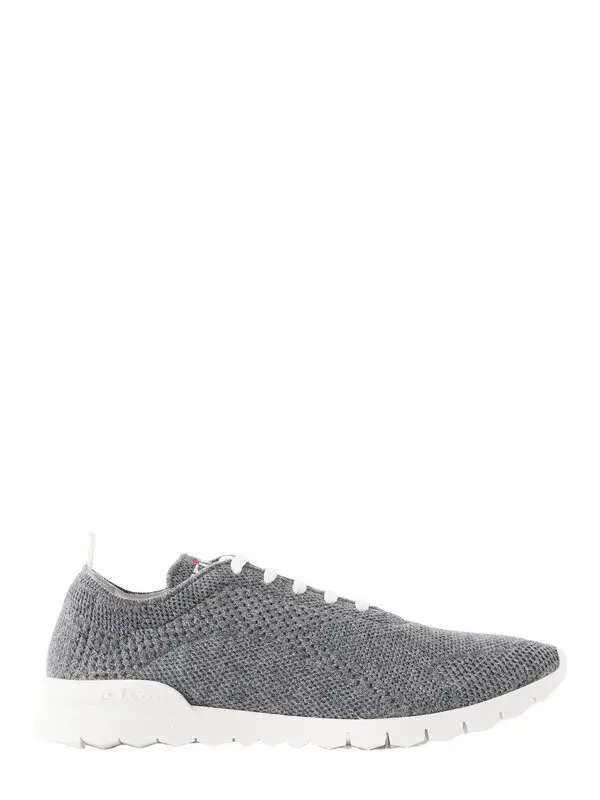 Kiton Logo-embroidered Stretch-knit Sneakers - Gray
