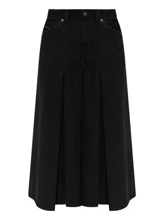DIESEL® Pleated Wide-leg Denim Culottes - Black