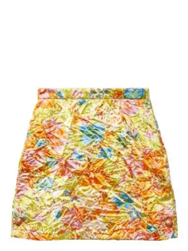 Versace Printed Silk Duchess Mini Skirt - Yellow
