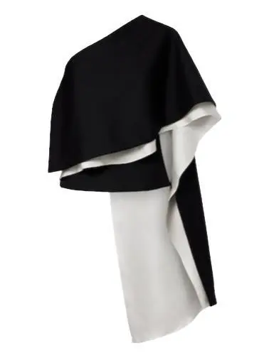 RÓHE One-shoulder Wool-blend Cape Top - Black