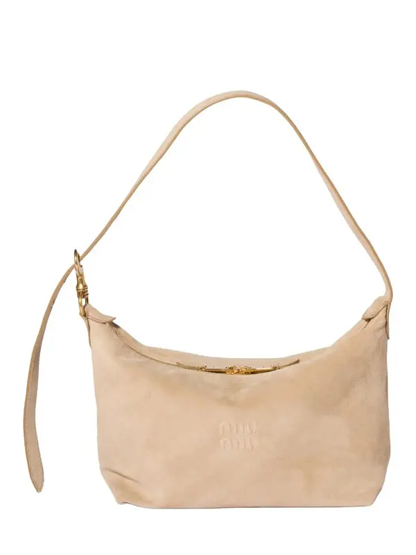 Miu Miu Spirit Suede Shoulder Bag - Beige
