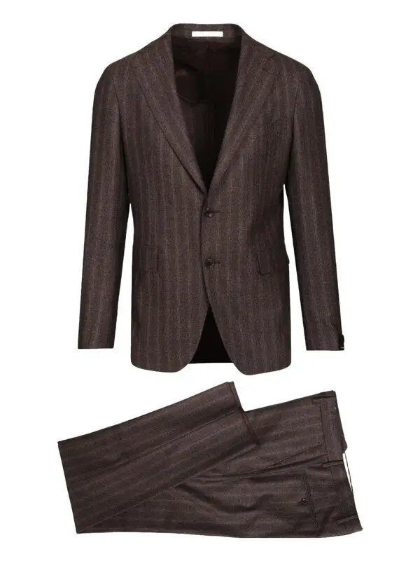 Tagliatore Two-piece Set: Long-sleeve Suit Jacket And Trousers - Brown