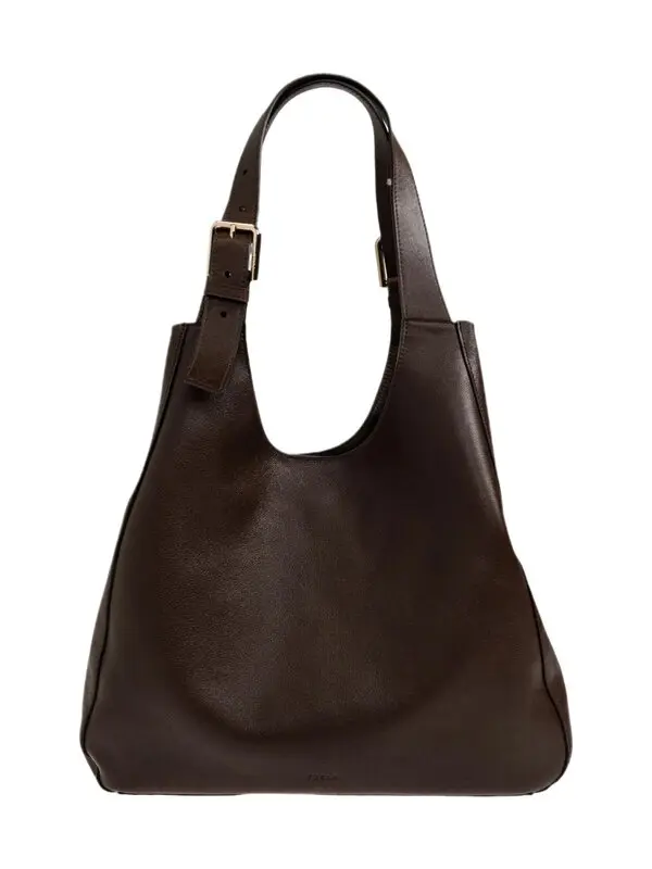 Furla Buckle Detail Leather Shoulder Bag - Black