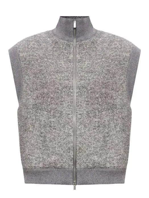 Peserico Sequined Zip-up Gilet - Gray