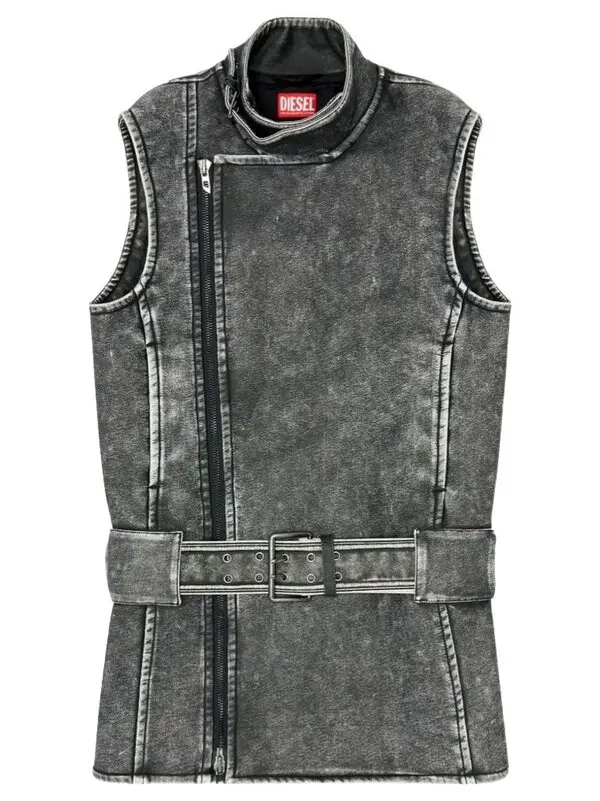 DIESEL® Biker-style Mini Dress With Belt - Grey