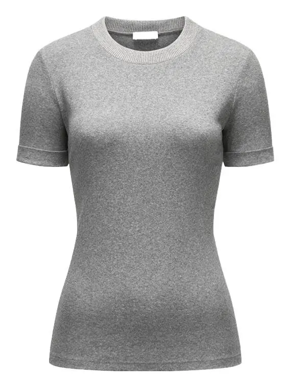 Peserico Ribbed Knit Short Sleeve T-shirt - Gray