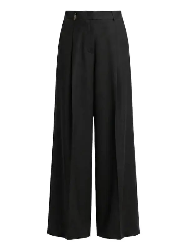 Peserico Pleated Trousers With Belt Loops And Silver-tone Hardware - Black