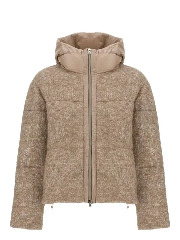 Herno Alpaca Bouclé Resort Jacket With Feather Padding - Brown