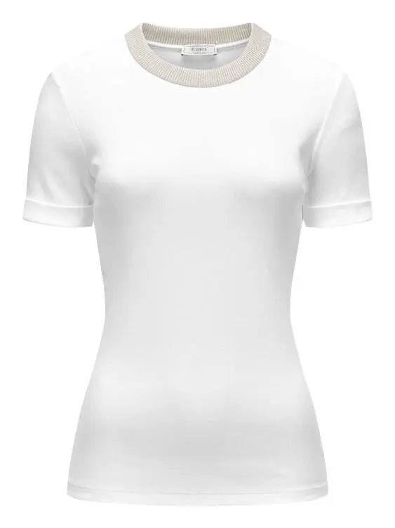 Peserico Ribbed-trim Short-sleeve T-shirt - Flash White