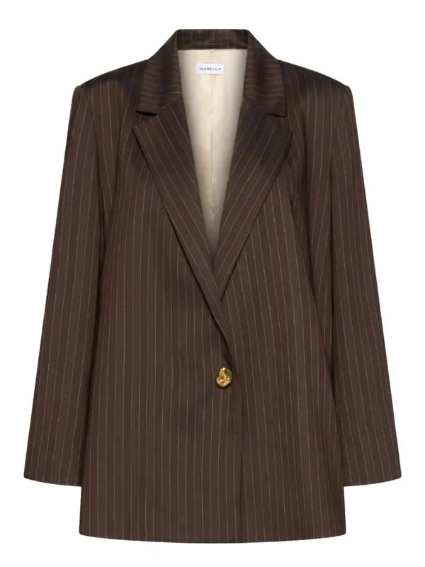 Marella Striped Single-breasted Jacket - Brown