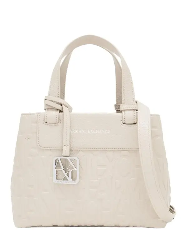 Armani Exchange Textured Logo Tote Bag - White